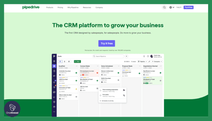 The Best 5 CRMS for Small Business in 2023 | Onethread